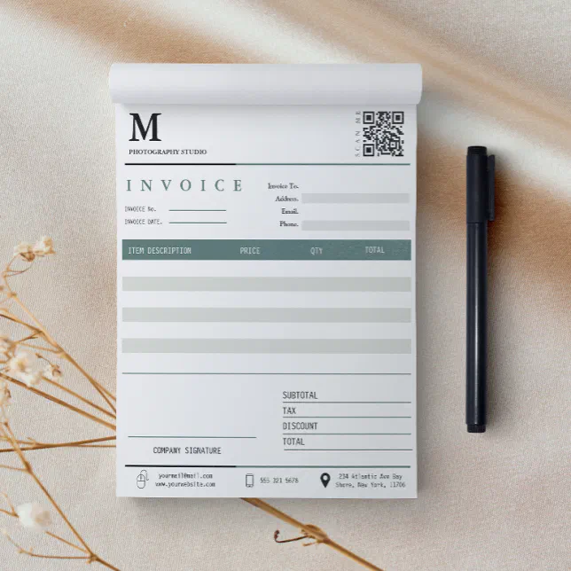 Minimalist Invoice Sales Receipt Small Business Notepad | Zazzle