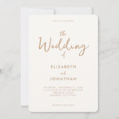 Minimalist Ivory and Tan Calligraphy Wedding Invitation | Zazzle