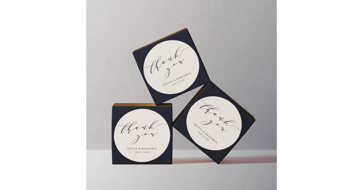 Minimalist Ivory Cream Wedding Couple Thank You Classic Round Sticker ...