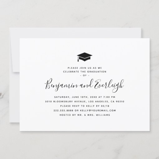 Minimalist Joint Graduation Party Invitation | Zazzle