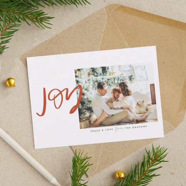 Minimalist Joy Photo Flat Holiday Card | Zazzle