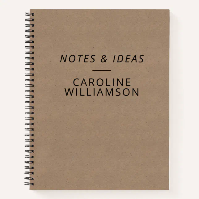 Minimalist Kraft Style Personalized Name Notebook | Zazzle