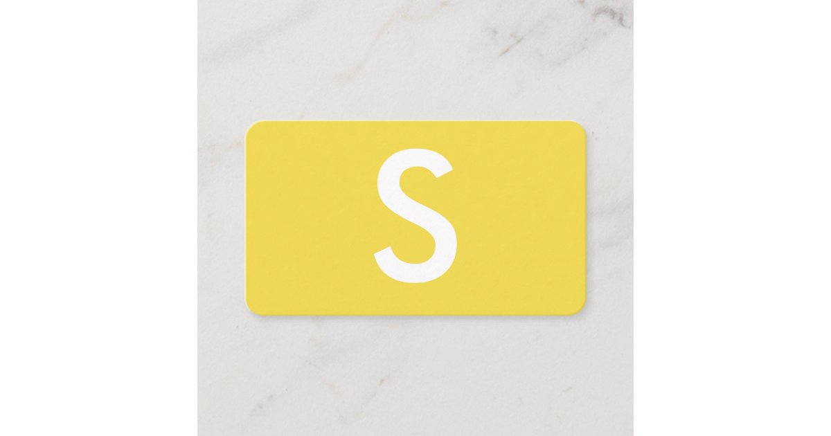 Minimalist Large Monogram / Yellow Business Card | Zazzle