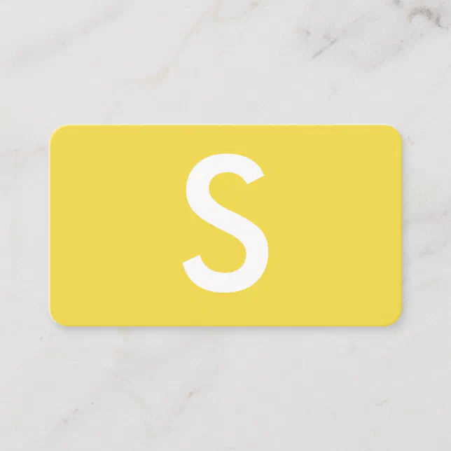 Minimalist Large Monogram / Yellow Business Card | Zazzle