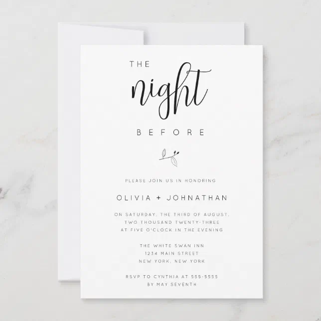 Minimalist Leaf Modern Rehearsal Dinner Invitation | Zazzle Minimalist Leaf Modern Rehearsal Dinner Invitation | Zazzle