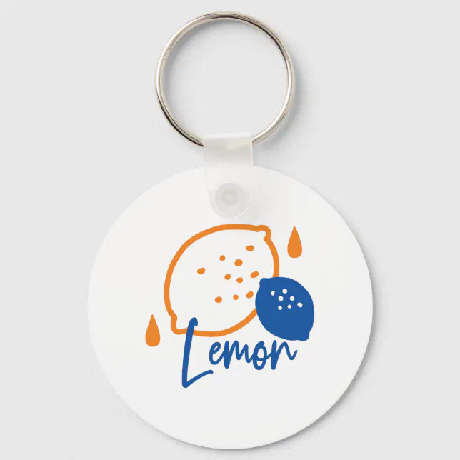 Minimalist Lemon Line Art – Modern Citrus Fruit Keychain | Zazzle