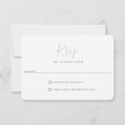 Minimalist Light Blue Wedding RSVP Card | Zazzle