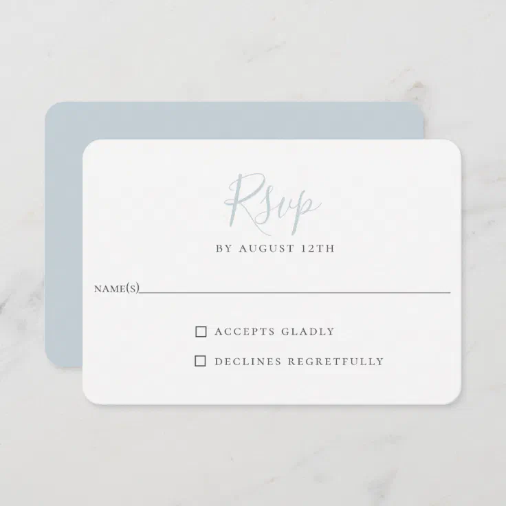 Minimalist Light Blue Wedding RSVP Card | Zazzle