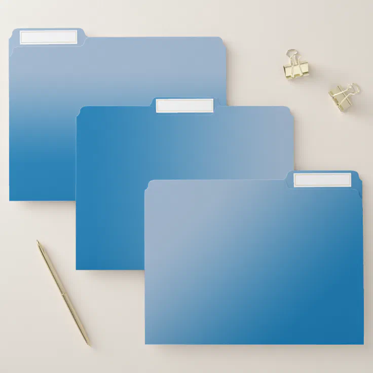 Minimalist Light to Dark Blue Gradient File Folder | Zazzle