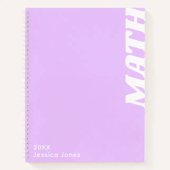 Minimalist Lilac Vertical Text School Subject Notebook | Zazzle