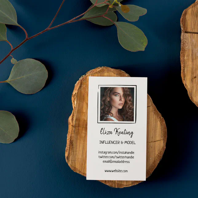 Minimalist Lines Model Photo Calling Card | Zazzle