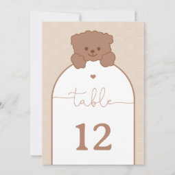 Minimalist Little Teddy Bear Table Number | Zazzle
