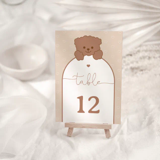 Minimalist Little Teddy Bear Table Number | Zazzle