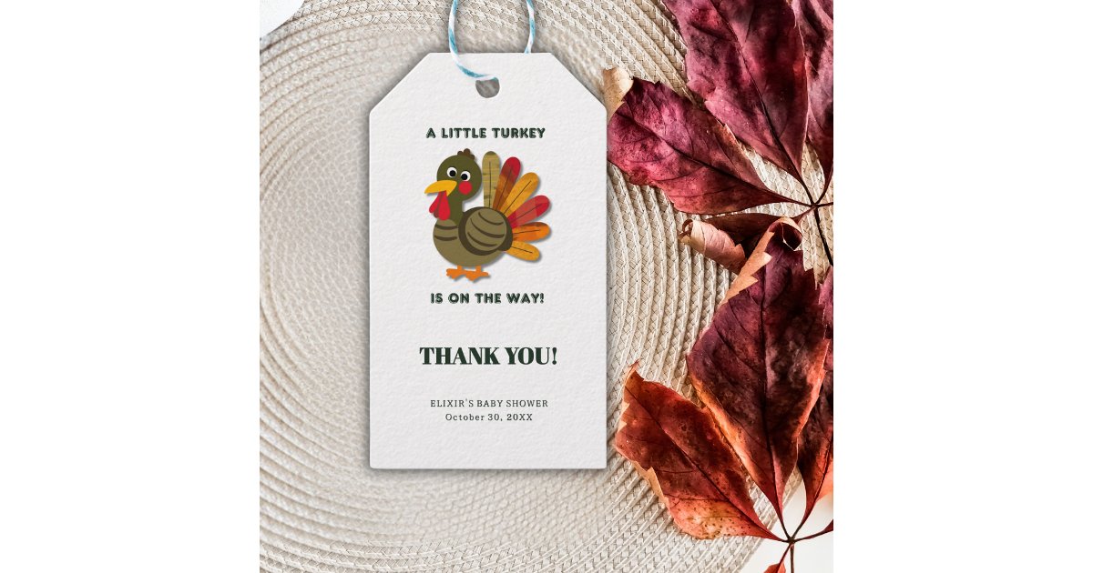 Minimalist Little Turkey Baby Shower Gift Tags | Zazzle