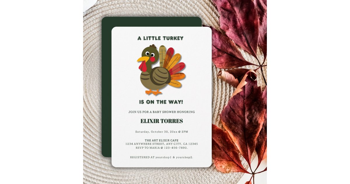 Minimalist Little Turkey Baby Shower Invitation | Zazzle