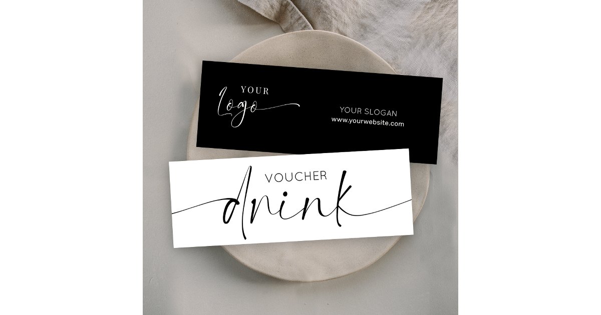 Minimalist Logo Business Event Free Drink Voucher Mini Business Card ...