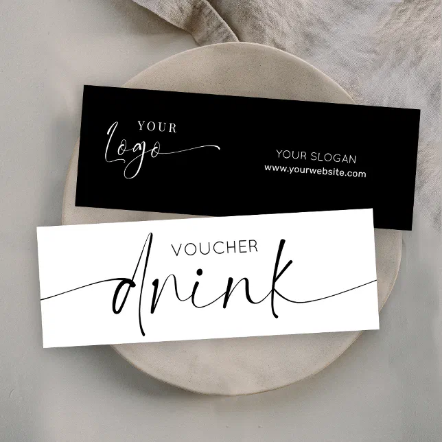Minimalist Logo Business Event Free Drink Voucher Mini Business Card ...