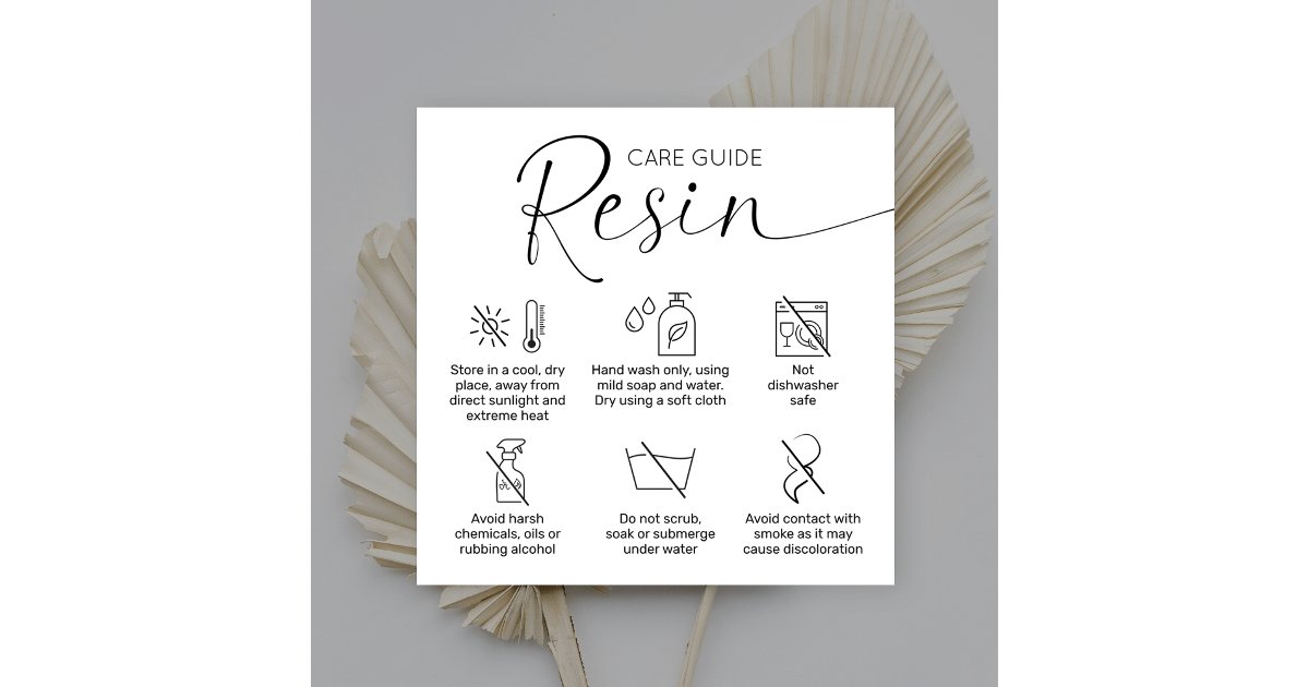 Minimalist Logo Epoxy Resin Care Guide Thank You Square Business Card ...