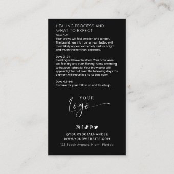 Minimalist Logo Ombre Powder Brow After Care Guide Business Card | Zazzle