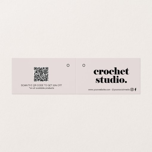 Minimalist Logo QR Code Folded Hang Tag Card | Zazzle