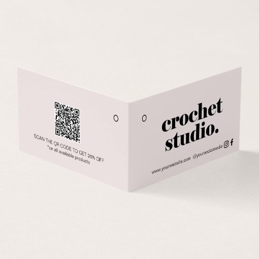 Minimalist Logo QR Code Folded Hang Tag Card | Zazzle