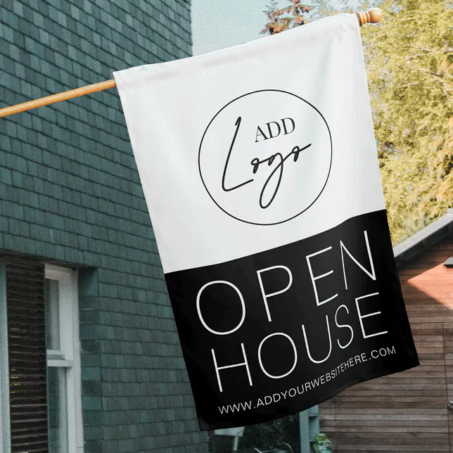 Minimalist Logo Real Estate Open House Flag | Zazzle