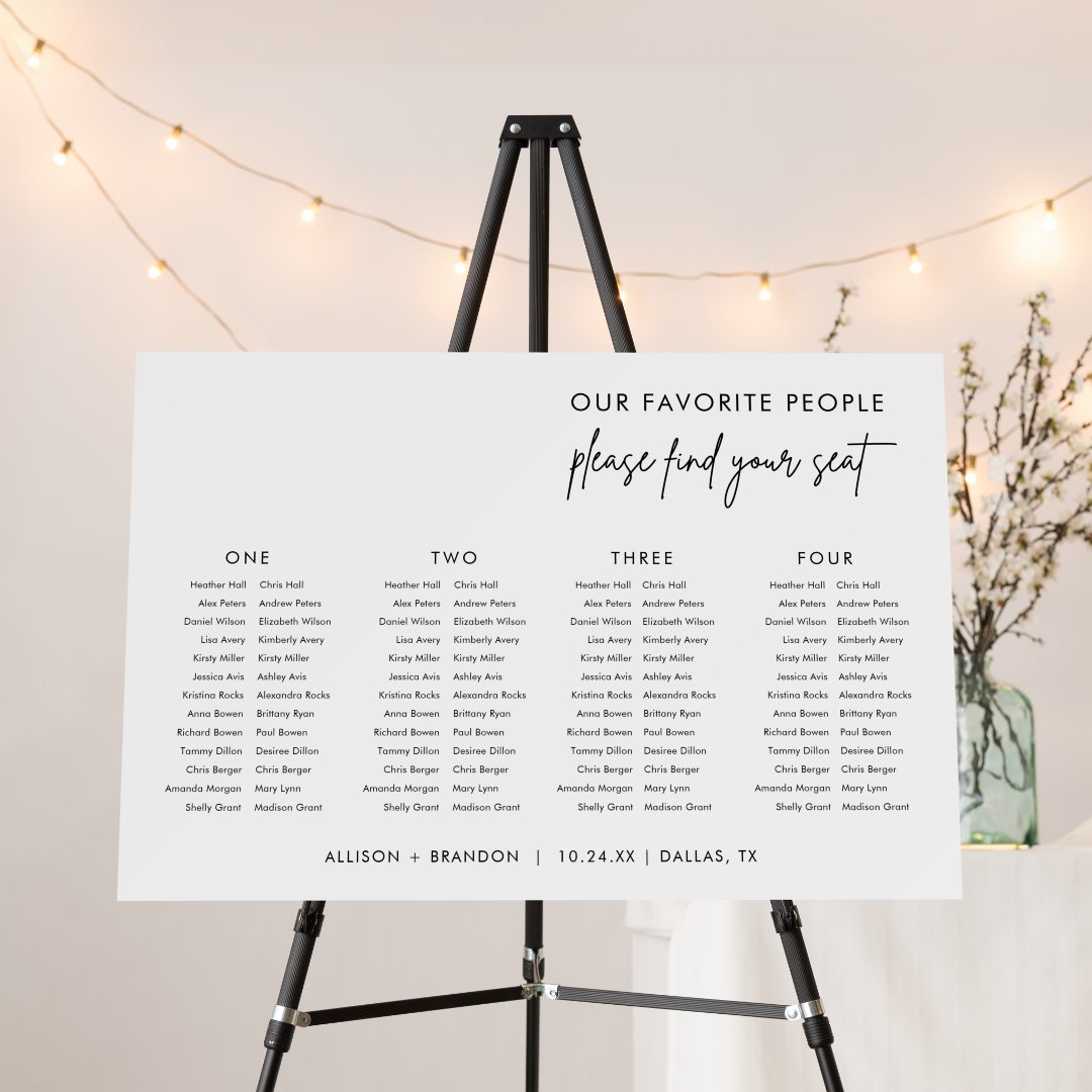 Minimalist Long Table Seating Chart Sign | Zazzle