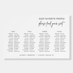 Minimalist Long Table Seating Chart Sign | Zazzle