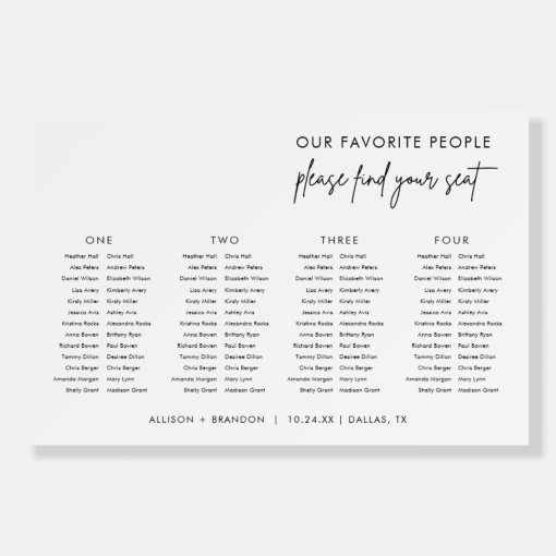 Minimalist Long Table Seating Chart Sign | Zazzle