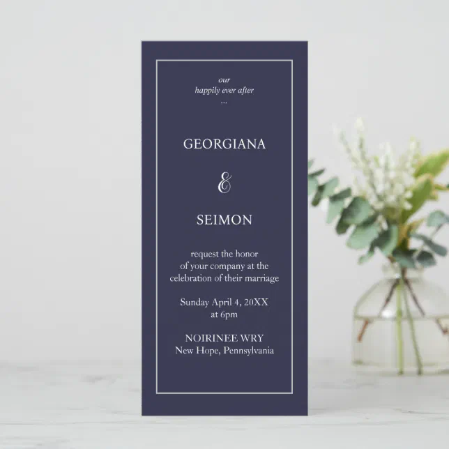 Minimalist Long Wedding Invitation | Zazzle