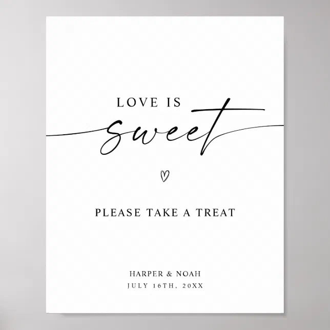 Minimalist Love Is Sweet Wedding Dessert Sign | Zazzle