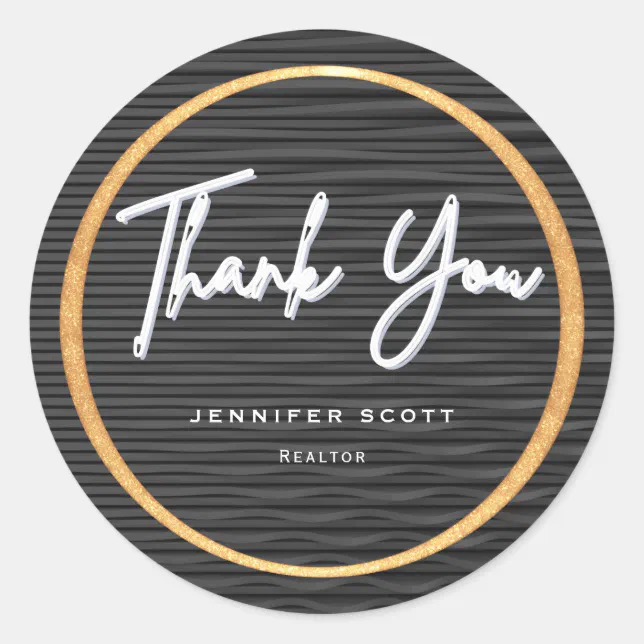 Minimalist Luxury Black Gold Classic Round Sticker | Zazzle