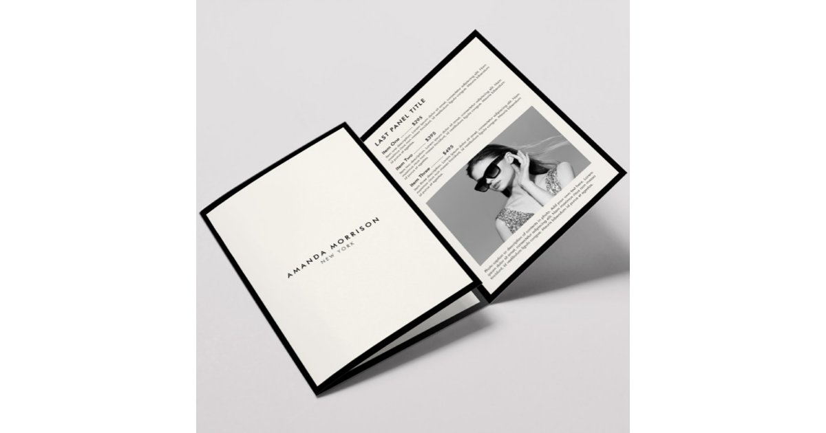 Minimalist Luxury Boutique Black/Ivory Brochure | Zazzle