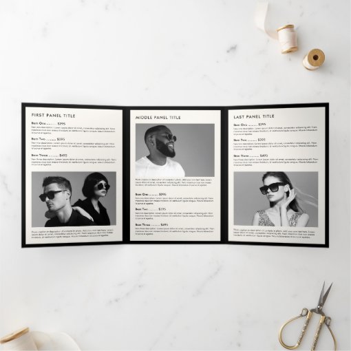 Minimalist Luxury Boutique Black/Ivory Brochure | Zazzle