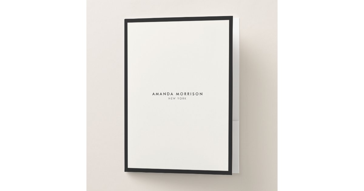 Minimalist Luxury Boutique Black/Ivory Pocket Folder | Zazzle