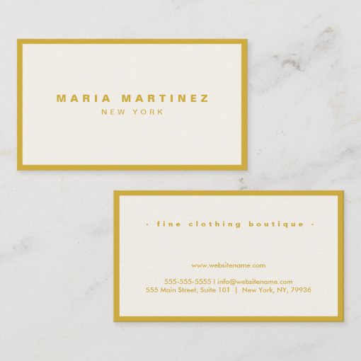 Minimalist Luxury Boutique Gold/Ivory Business Card | Zazzle