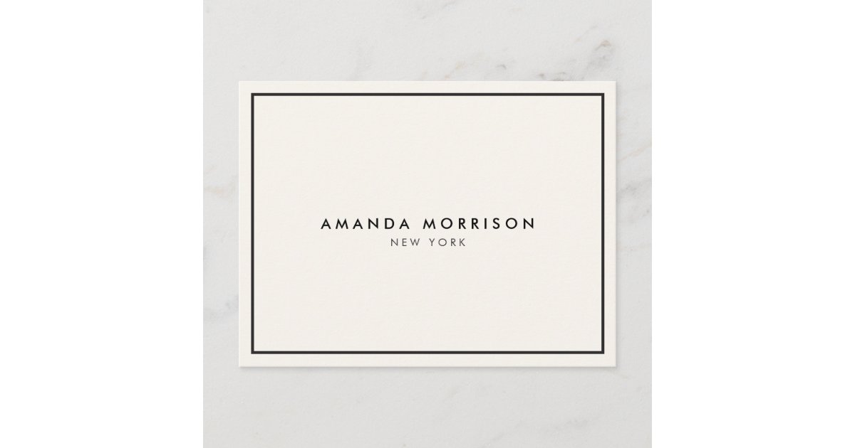 Minimalist Luxury Boutique Ivory/Black Postcard | Zazzle