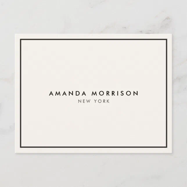 Minimalist Luxury Boutique Ivory/Black Postcard | Zazzle