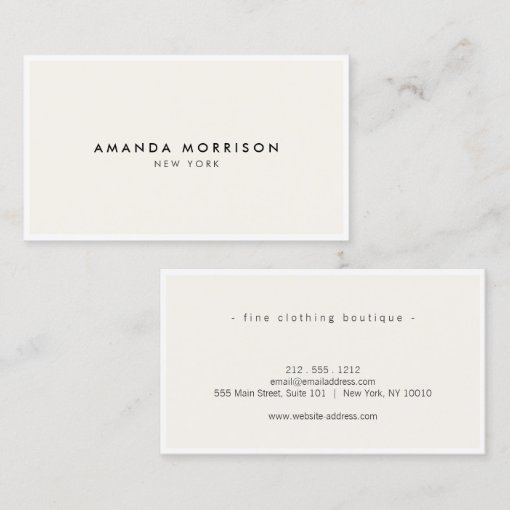 Minimalist Luxury Boutique White/Ivory Business Card | Zazzle