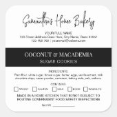 Minimalist Made In A Home Kitchen Ingredients Square Sticker | Zazzle