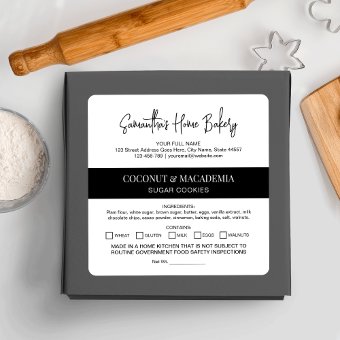 Minimalist Made In A Home Kitchen Ingredients Square Sticker | Zazzle