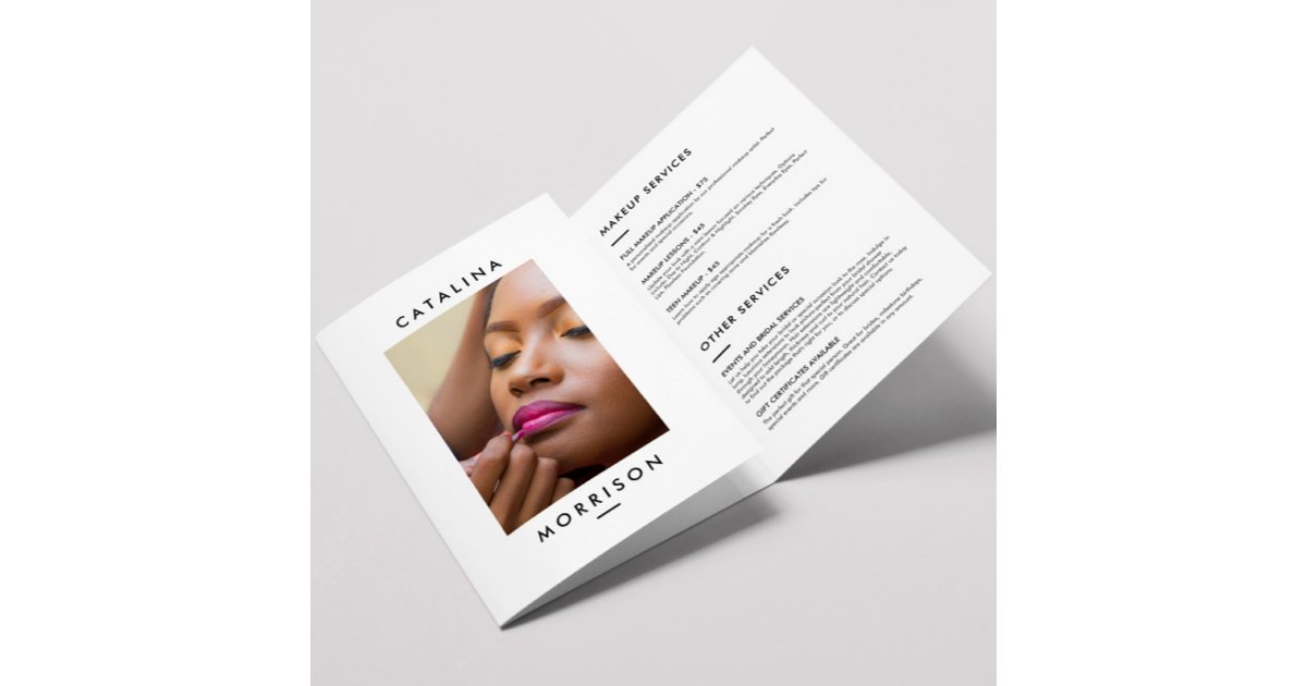 Minimalist Makeup Artist Pink Lips Salon Brochure | Zazzle