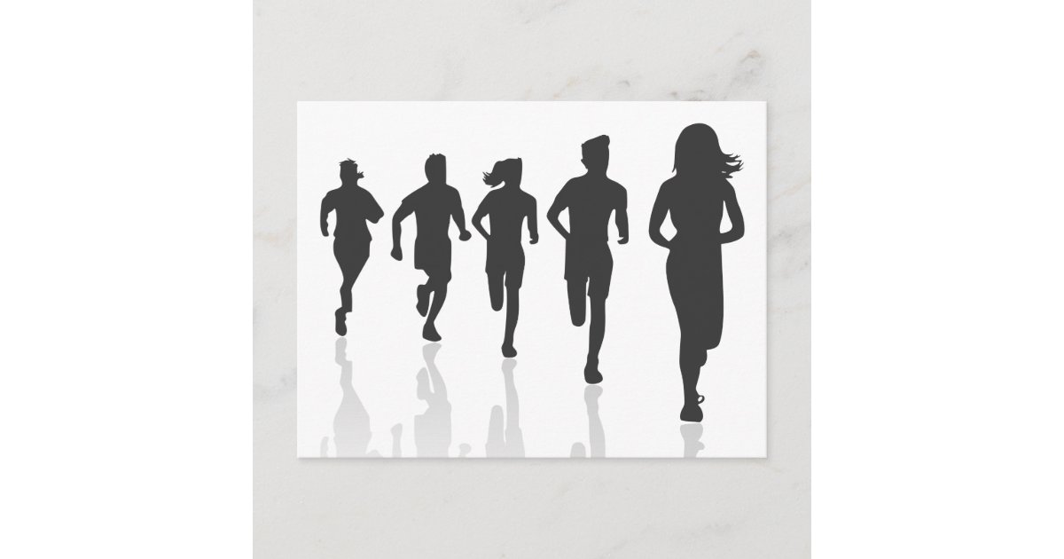 Minimalist Marathon Runner Silhouettes Postcard | Zazzle