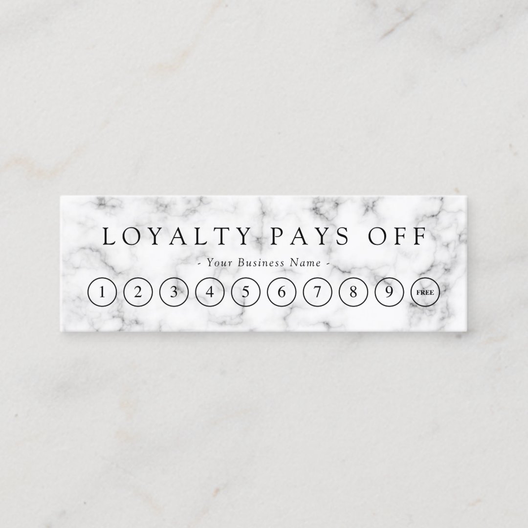 Minimalist Marble Loyalty Punch Card | Zazzle