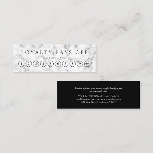 Minimalist Marble Loyalty Punch Card | Zazzle