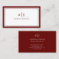 Minimalist Maroon Red Two Border Monogram Business Card | Zazzle