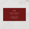 Minimalist Maroon Red Two Border Monogram Business Card | Zazzle