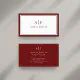 Minimalist Maroon Red Two Border Monogram Business Card | Zazzle