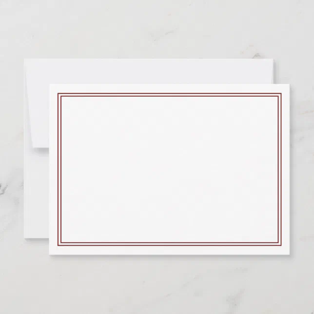 Minimalist Maroon Two Border Note Card | Zazzle