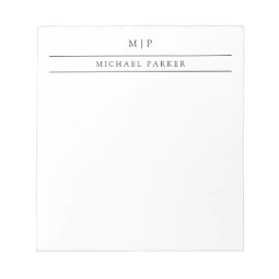 Minimalist Masculine | Initials and Name Notepad | Zazzle